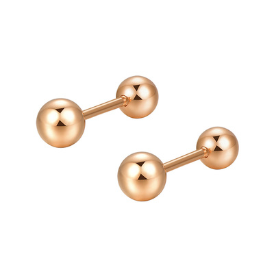明牌珠宝18K金明亮小金球耳钉