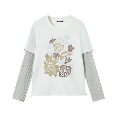 TGNS图腾拓印假两件长袖t恤