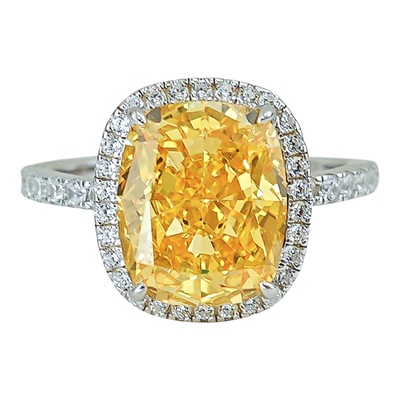 5克拉浓彩黄钻色925纯银戒指