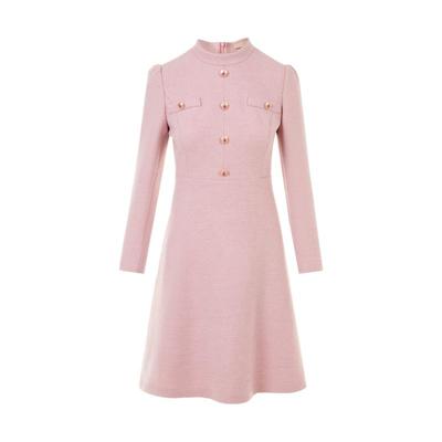 朗姿集团LIME莱茵气质圆领连衣裙灰粉色新款千金名媛风裙子