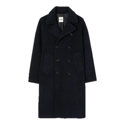 SANDRO时尚双排扣翻领毛呢大衣