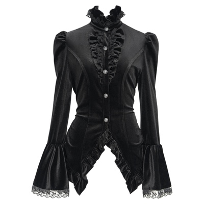 恶魔时尚复古哥特高领亚文化衬衫