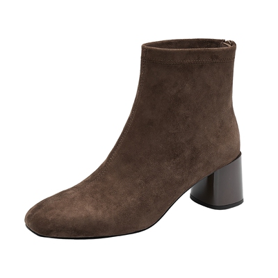 真美诗复古方头时装短靴