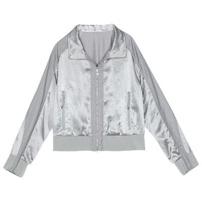 谜底立领卫衣外套长袖女2025春季新品时尚百搭短款拼接251MW0146