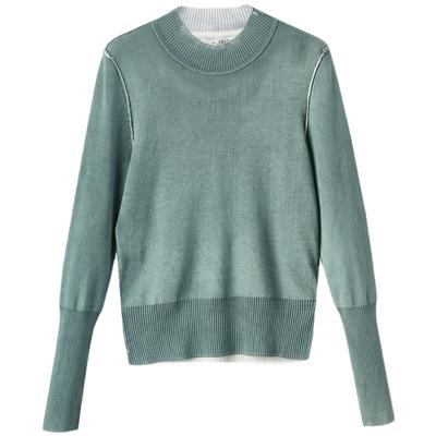 例外双创纯棉拼接设计领针织衫