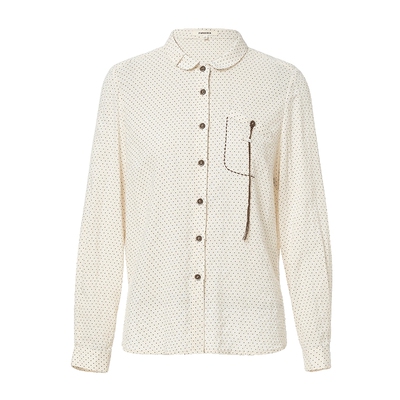 范可儿复古文艺波点小翻领衬衫