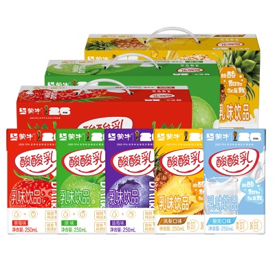 6月产 蒙牛酸酸乳草莓原味凤梨味早餐奶24盒特价整箱官方旗舰店