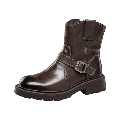 康奈女鞋2025冬季新款厚底马丁靴