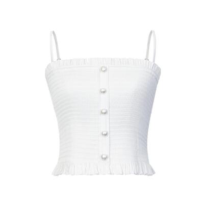 珍珠打揽lefame吊带吊带上衣