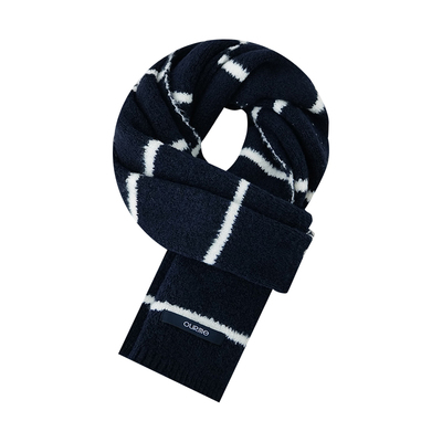 Himade韩系复古细条纹针织围巾