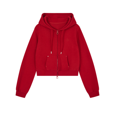 樱桃KIRSH红色开衫连帽外套卫裤