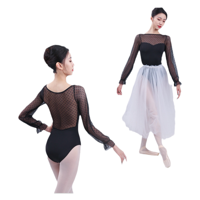 柏屋芭蕾舞服夏季新款桃心网长袖