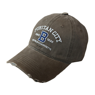 26上新复古B字母刺绣破洞棒球帽