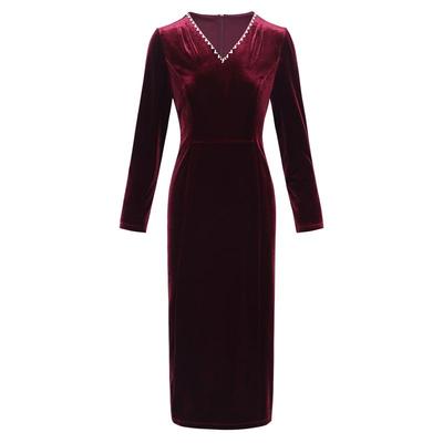 黛玛诗复古奢华丝绒连衣裙