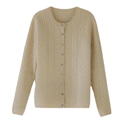 APCSHOP绞花圆领通勤羊绒开衫