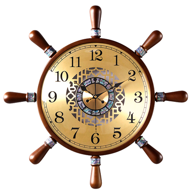 创意船舵复古静音挂钟客厅家用