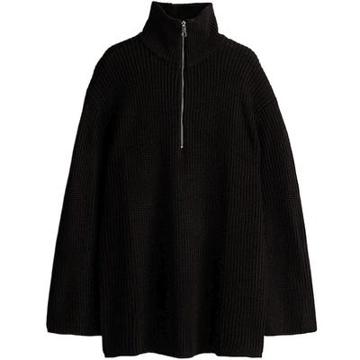 HM女装毛针织衫冬季简约上部配拉链粗线针织套衫1232270
