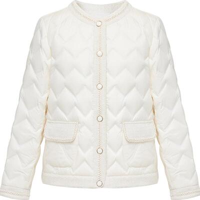 雅莹90白鸭绒小香风羽绒服外套