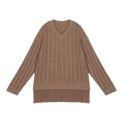 福利款!CHU楚妞[栗球]麻花假两件毛衣XYJ11