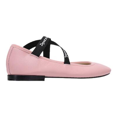 REPETTO丽派朵 JOANA女士春季深粉色法式复古交叉带芭蕾舞鞋