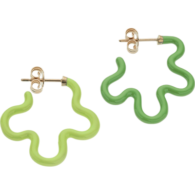 【新年礼物】Bea Bongiasca 女9K金绿色珐琅星形耳环