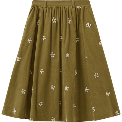 播商场同碎花刺绣半身裙女秋冬新款韩系洋气气质伞裙BDS4BD3648