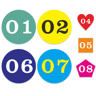 pvc舞蹈饭店数字编号不干胶定制