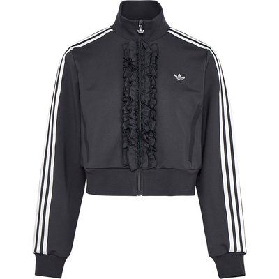 Adidas/阿迪达斯正品三叶草女士运动优雅针织荷叶边外套KU9387