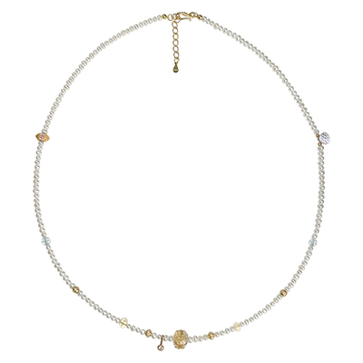 方糖家天然珍珠紫水晶纯银手串