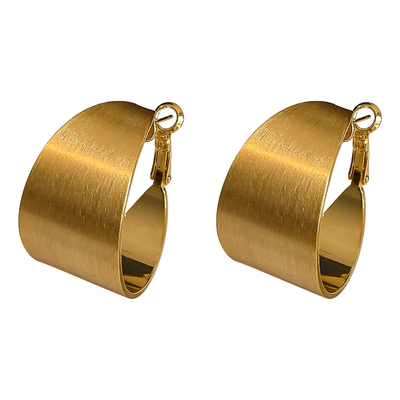 欧美宽面大圈圈拉丝金色耳环女士大气夸张轻奢气质高级感耳扣耳饰