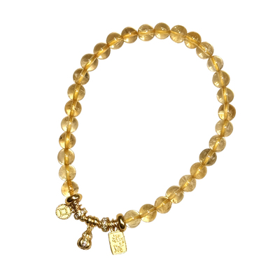 方糖家招财纳福黄水晶新纯银手串