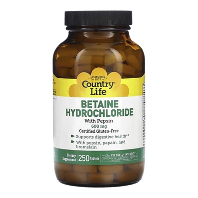 Country Life乡村生活含胃蛋白酶的盐酸甜菜碱胶囊健康