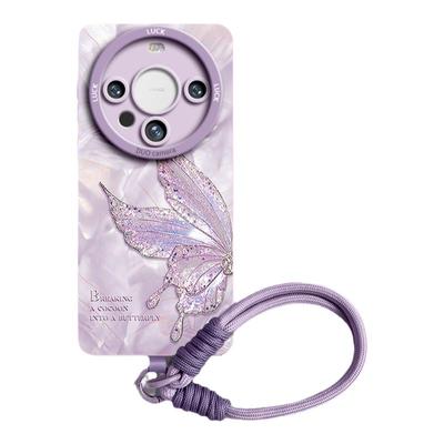 洛可可蝴蝶带防丢挂绳液态硅胶壳