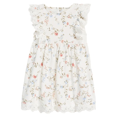 Newbie瑞典进口春夏婴儿有机棉薄款甜美小飞袖连衣裙夏装公主裙