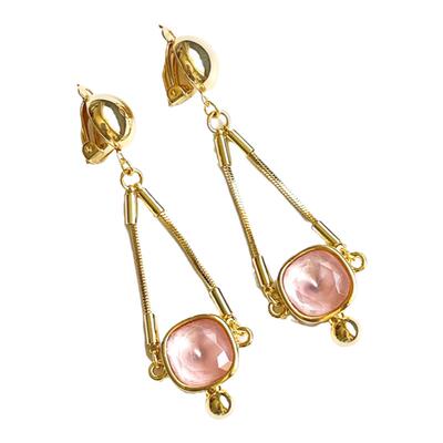 nocturne捷克钻婴儿粉耳夹耳环