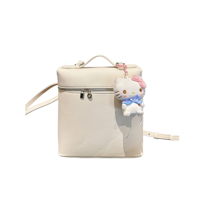 lp白色双肩背包简约方盒子小书包