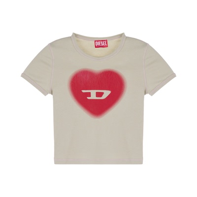 DIESEL 春夏新款女士潮流爱心图案圆领短袖T恤银泰百货 301574