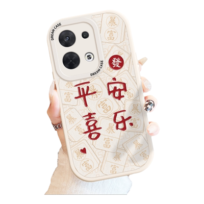 opporeno8硅胶皮质简约文艺可爱