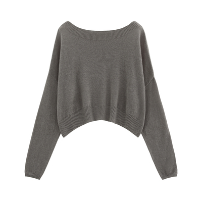 优雅感圆领整片式毛织上衣