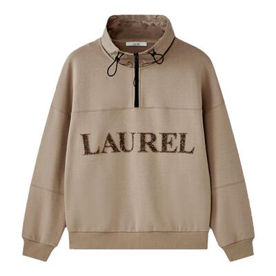 LAUREL灰卡其立领气质上衣