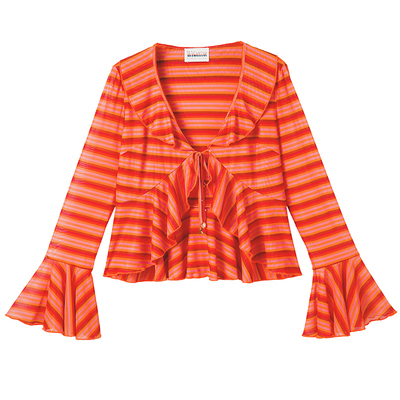 MICartsy百搭常规荷叶边开衫