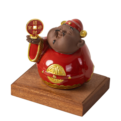 新年礼品陶瓷小财神招财摆件
