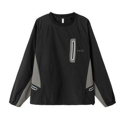 ICS/ICONSLAB 撞色下摆抽绳圆领长袖T恤户外运动风贴袋机能上衣
