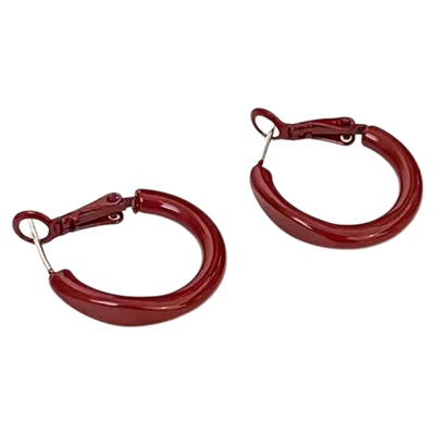 简约红色小耳圈小众设计感秋冬高级耳环女轻奢复古百搭时尚耳饰品