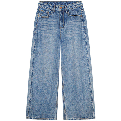 落落狷介刺绣牛仔裤女直筒裤