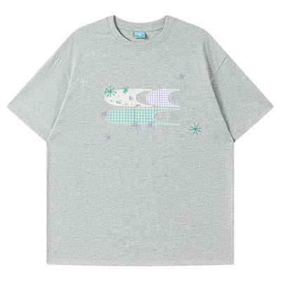 CryingCenter 星星碎花拼布3Clogo 点纱宽松T恤短袖 哭喊中心