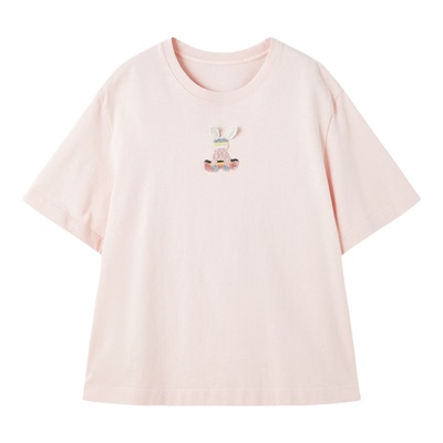 谜底兔子T恤短袖2026年春季新品趣味宽松立体耳朵俏皮女261MT0057