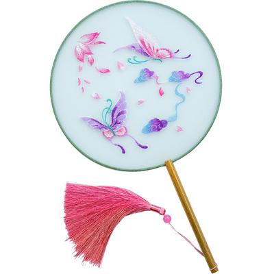 颖之韵刺绣实木柄古风扇子