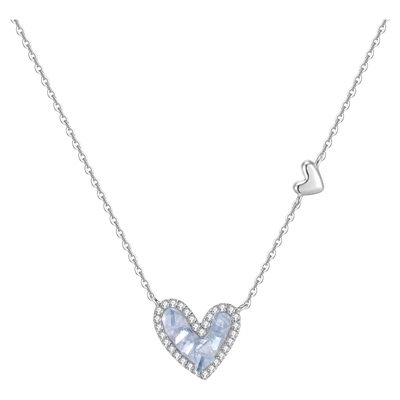 ACEE水晶心形925银锁骨链甜美