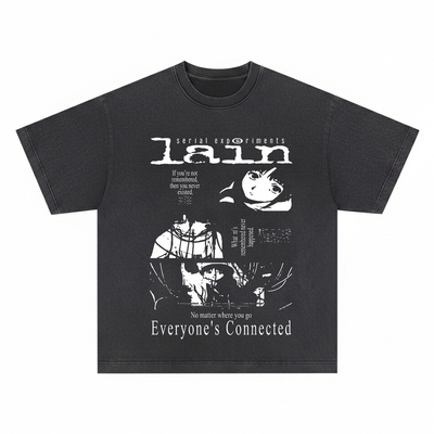 Serial Experiments Lain 短袖T恤 玲音 纯棉水洗休闲男女T-shirt